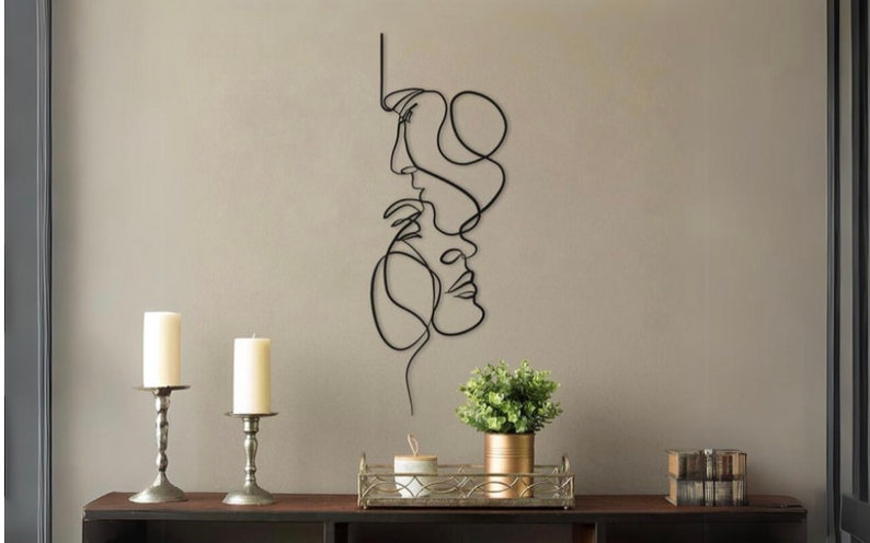 Vintage Metal Faces Line Art | Lovers Wall Decor - Etsy
