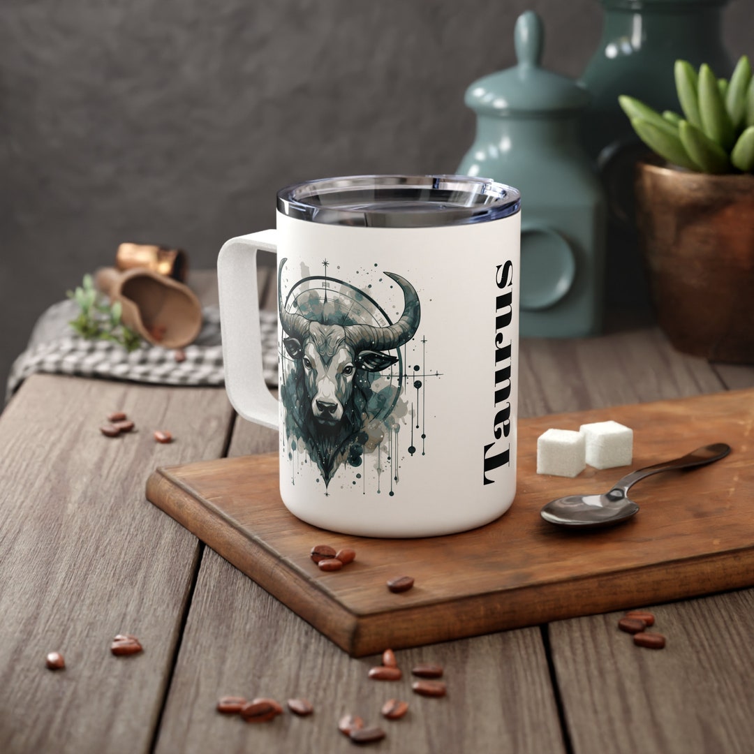 Taurus Zodiac Insulated Coffee Mug, 10oz, Birthday Gift, Astrology Mug ...