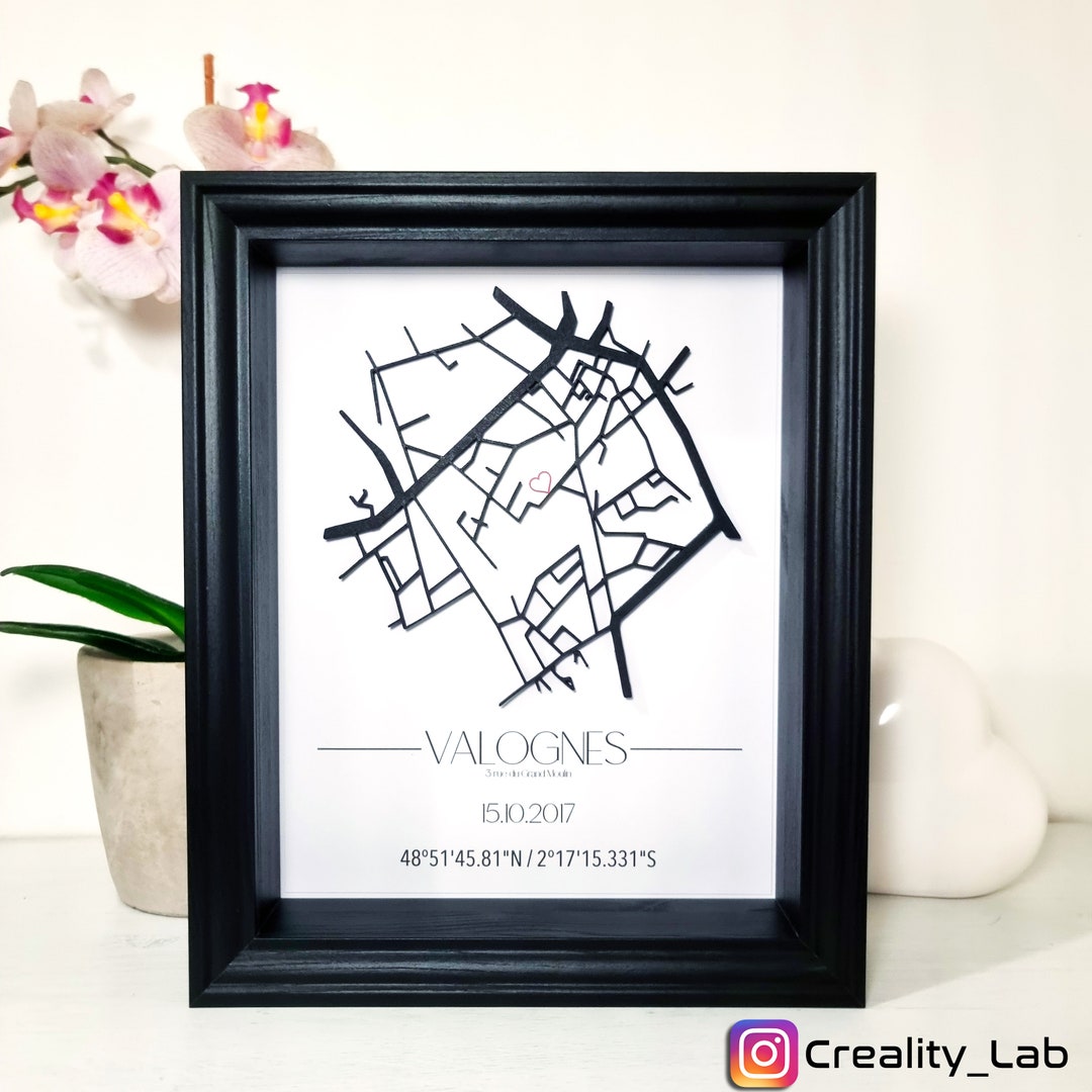 3D Meeting Place Frame / Embossed GPS Map / Ultraclear Plexiglass ...