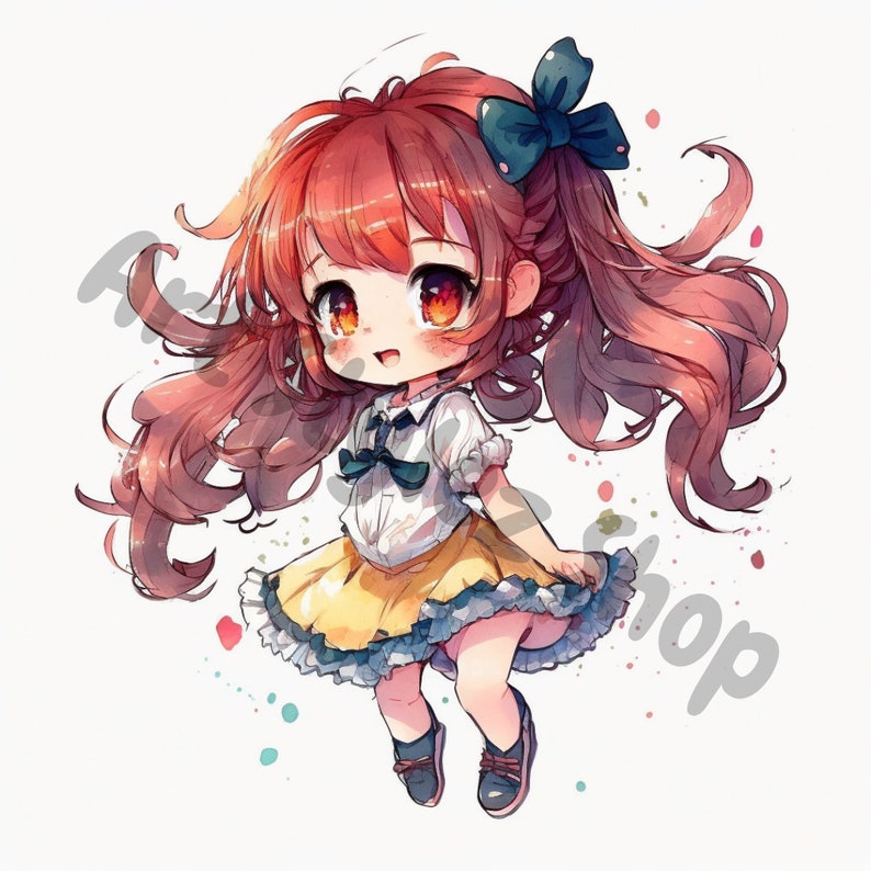 Chibi Anime Girls Clipart – Watercolor PNG Designs (digital Download ...