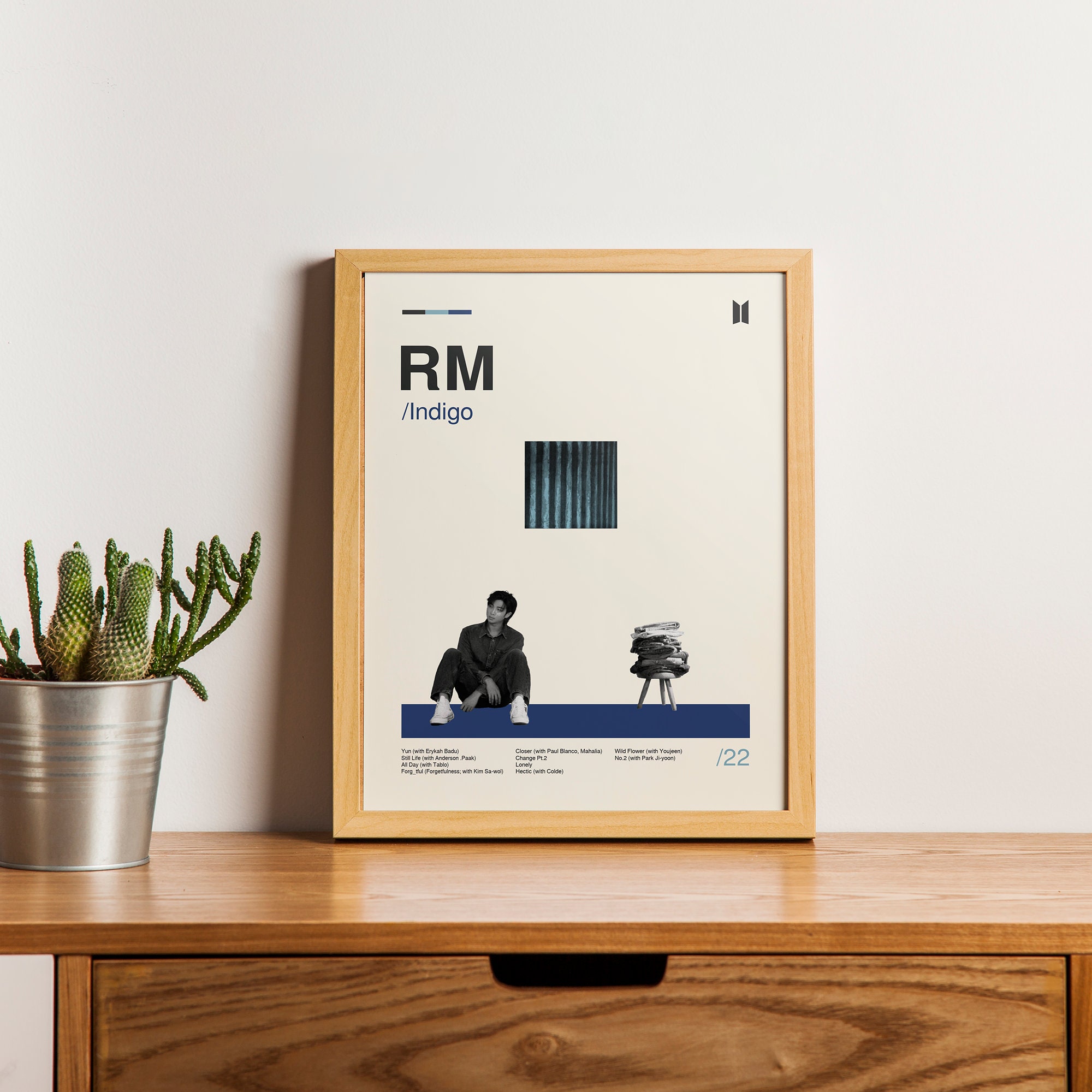 RM Indigo BTS Inspired Art Print - Kpop, Art, Minimalist, Graphic, Mid ...