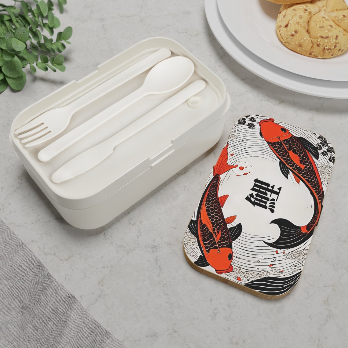Japanese Bento Box Koi Fish Lunch Box Calligraphy Bento Box for Adults ...