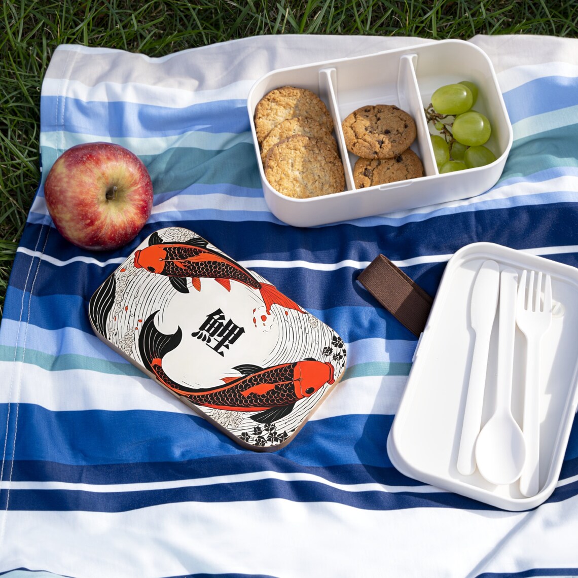 Japanese Bento Box Koi Fish Lunch Box Calligraphy Kanji Bento Box for ...