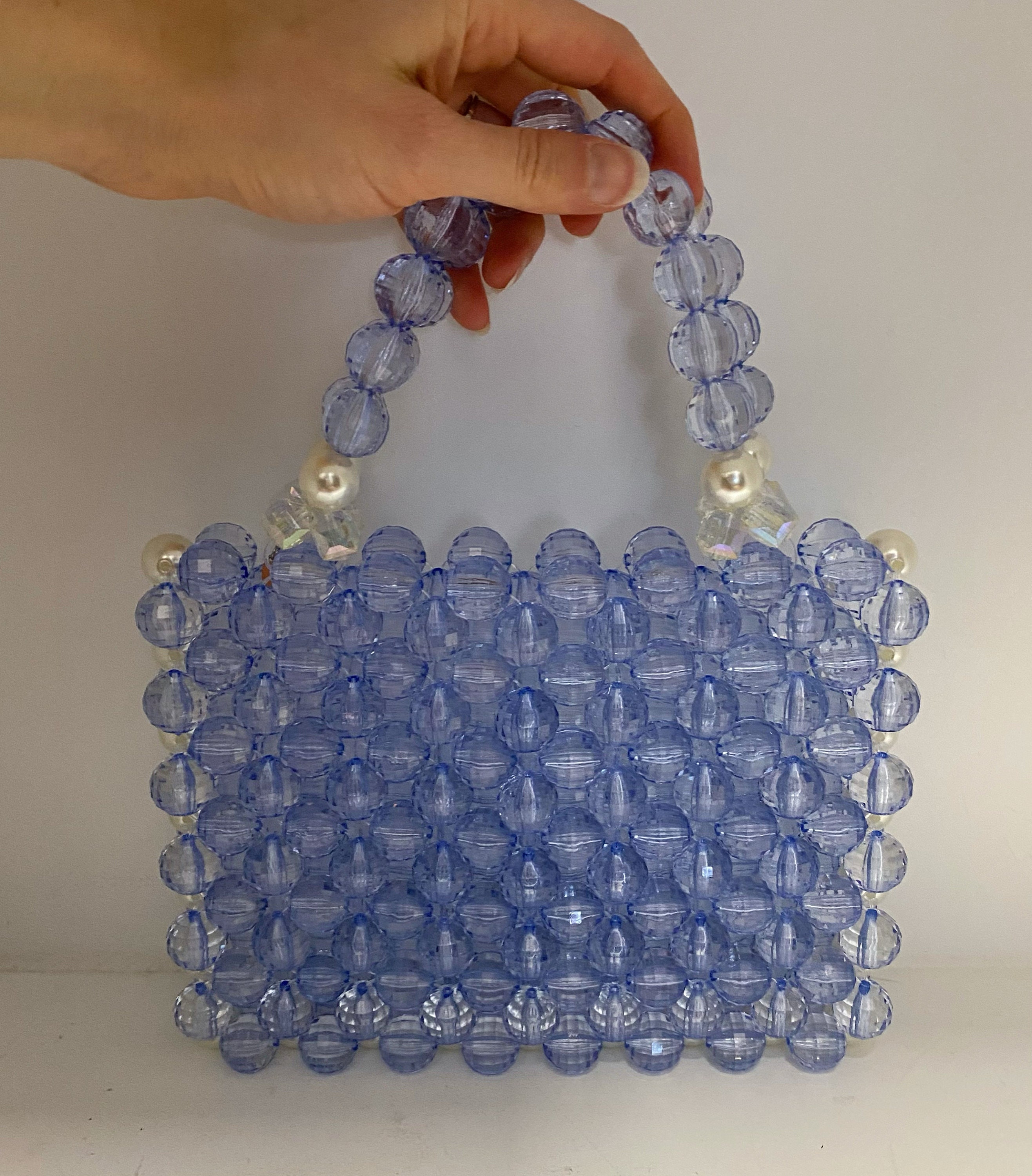 The Vivian Clear and Periwinkle Beaded Handbag - Etsy