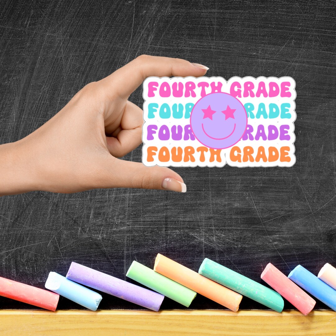 Retro Fourth Grade Sticker, Fourth Grade Sticker, Back to School ...