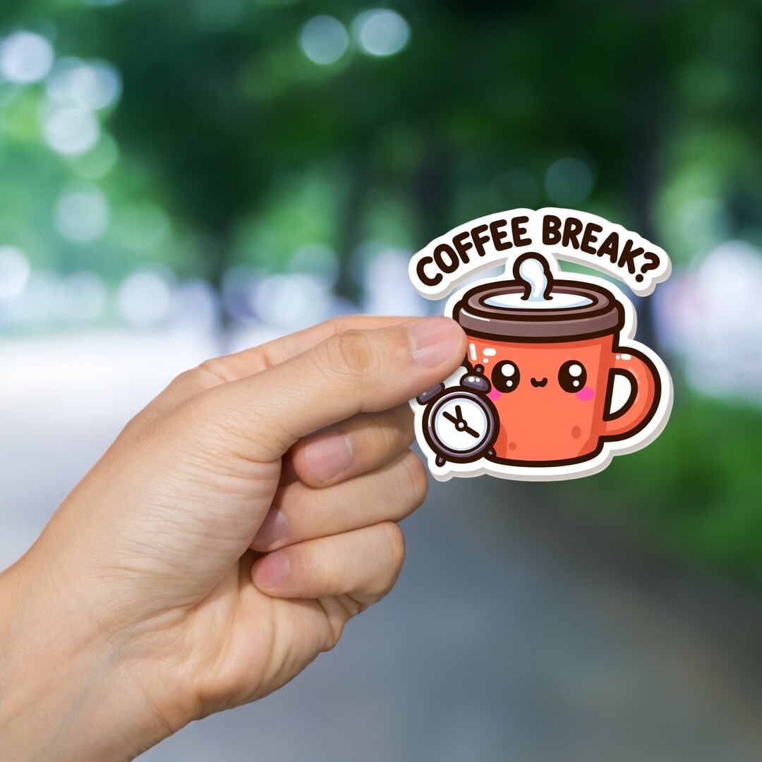 Coffee Break Sticker, Kawaii Stickers, Coffee Lover Stickers, Cute ...
