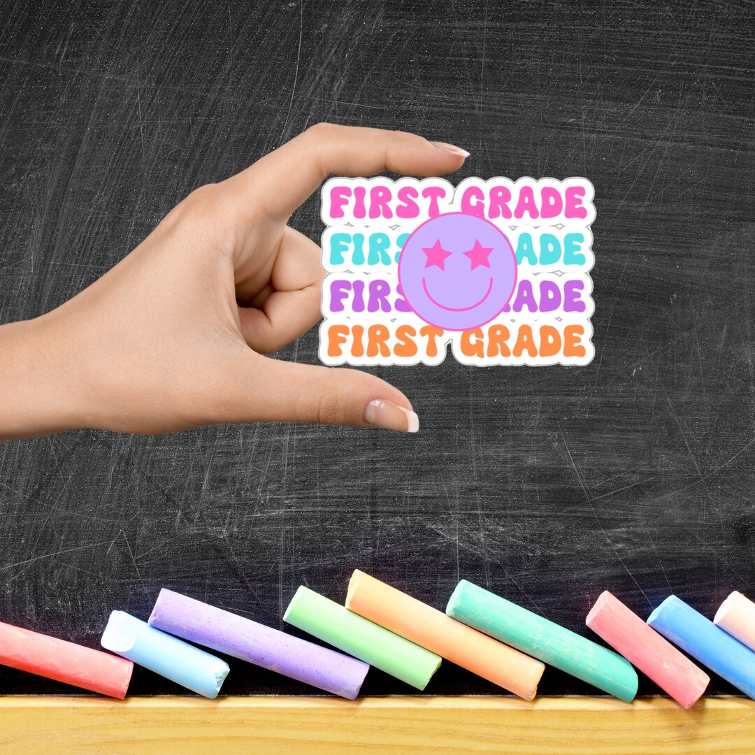 Retro First Grade Sticker, First Grade Sticker, Back to School Sticker ...