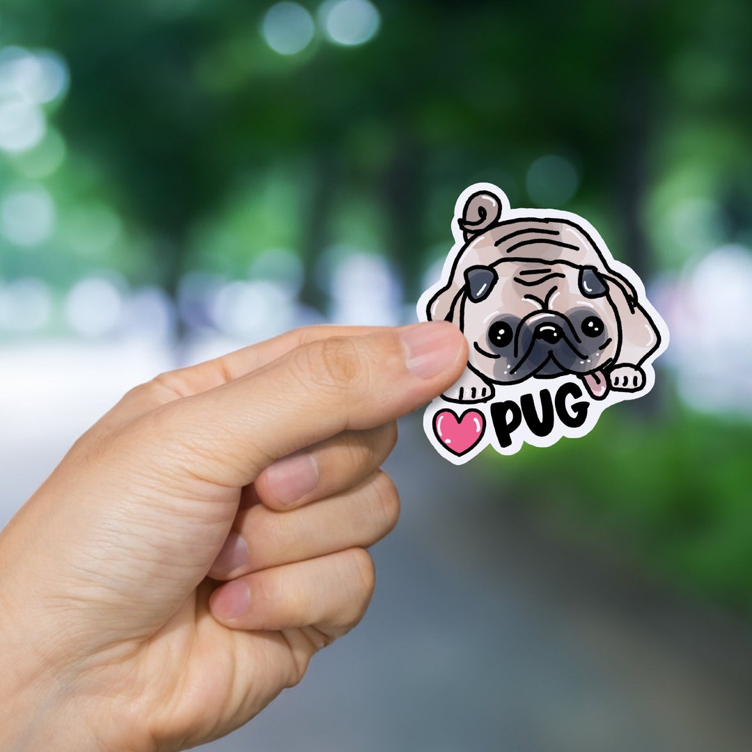 Pug Sticker, Kawaii Stickers, Dog Stickers, Pet Stickers, Vinyl ...