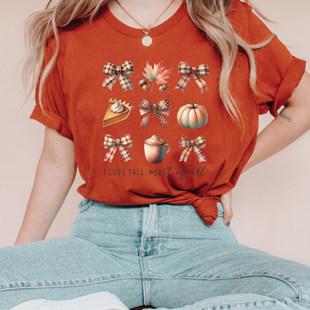 I Love Fall Most of All Shirt, Fall Shirt, Autumn Tshirt, Fall Lover ...