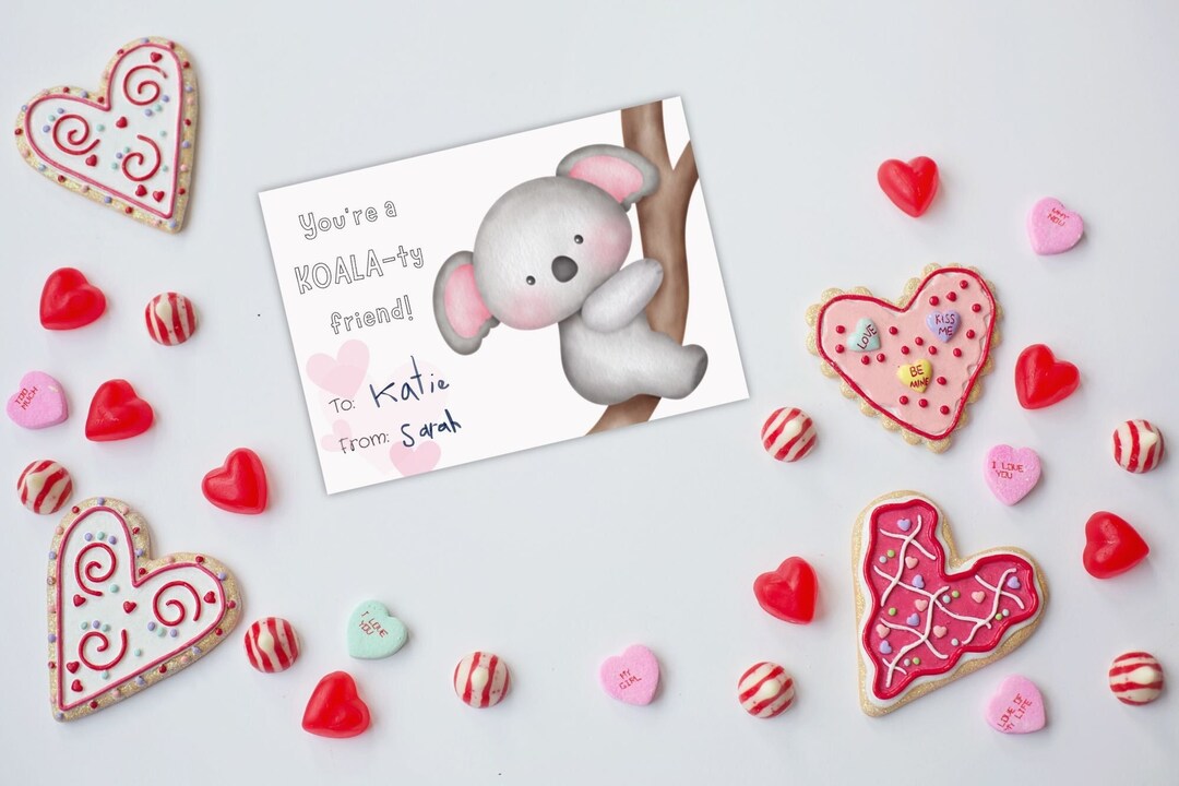 Koala Valentines Day Cards Printable/digital File - Etsy