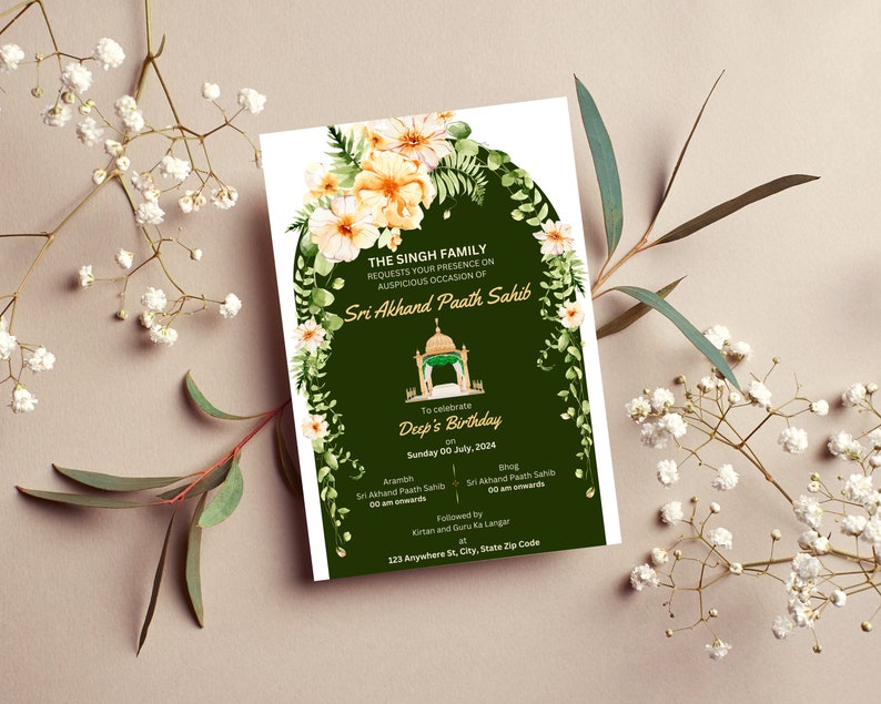 Sri Akhand Paath Sahib Digital Invitation Template | Sikh Elegance ...