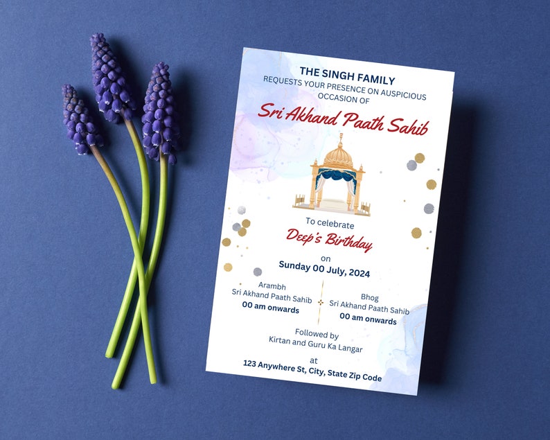 Sri Akhand Paath Sahib Digital Invitation Template | Sikh Elegance ...