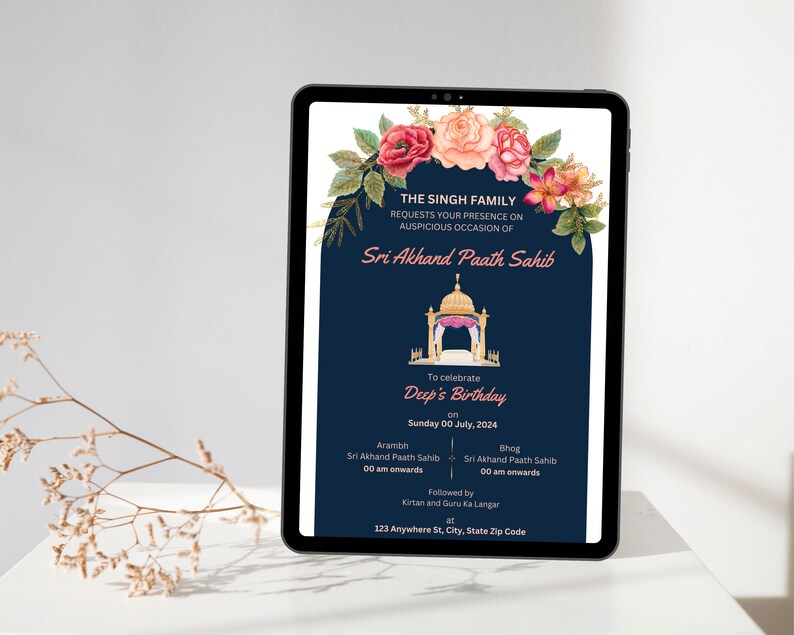 Sri Akhand Paath Sahib Digital Invitation Template | Sikh Elegance ...