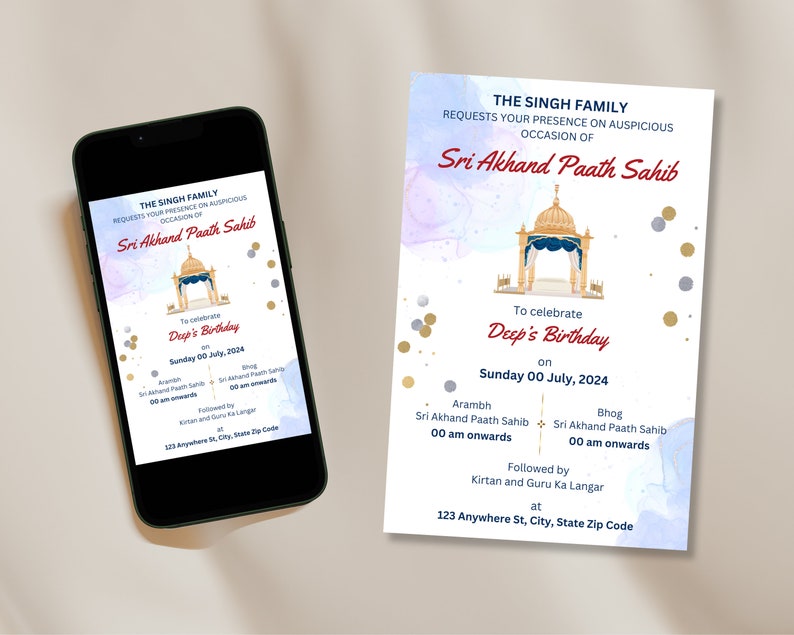 Sri Akhand Paath Sahib Digital Invitation Template | Sikh Elegance ...
