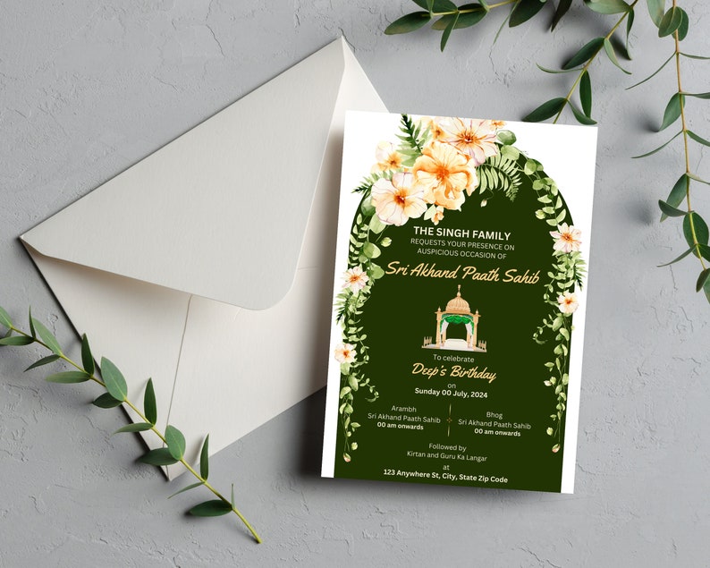 Sri Akhand Paath Sahib Digital Invitation Template | Sikh Elegance ...