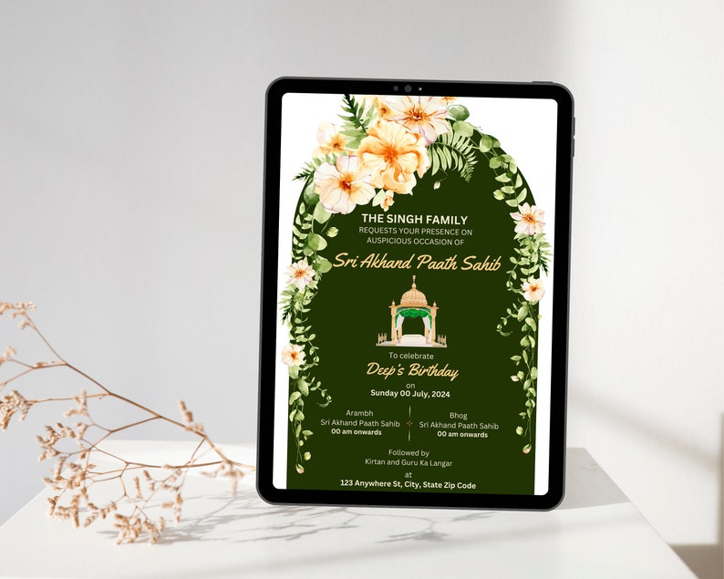 Sri Akhand Paath Sahib Digital Invitation Template | Sikh Elegance ...
