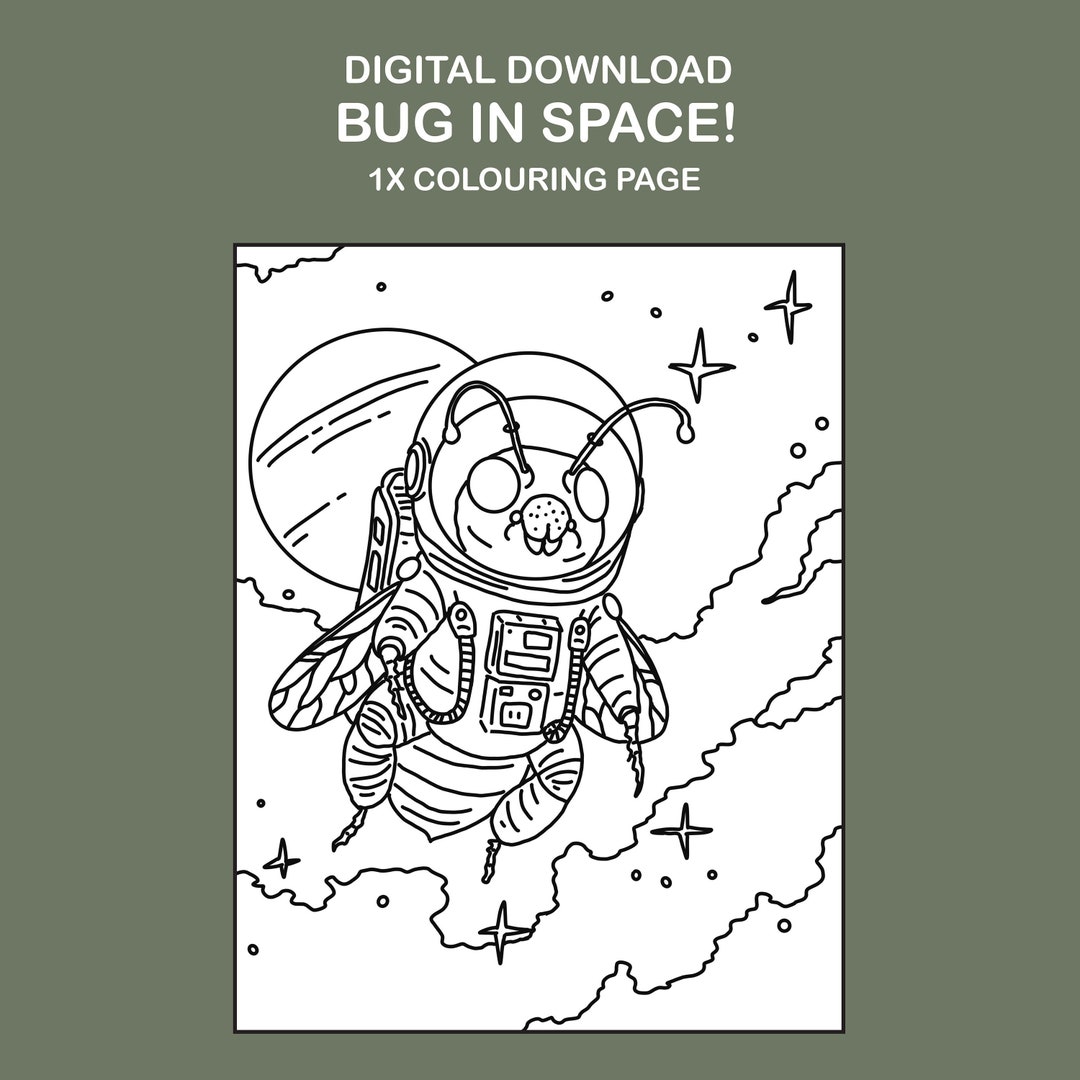 Bug in Space Colouring Page Coloring Page Digital Download - Etsy