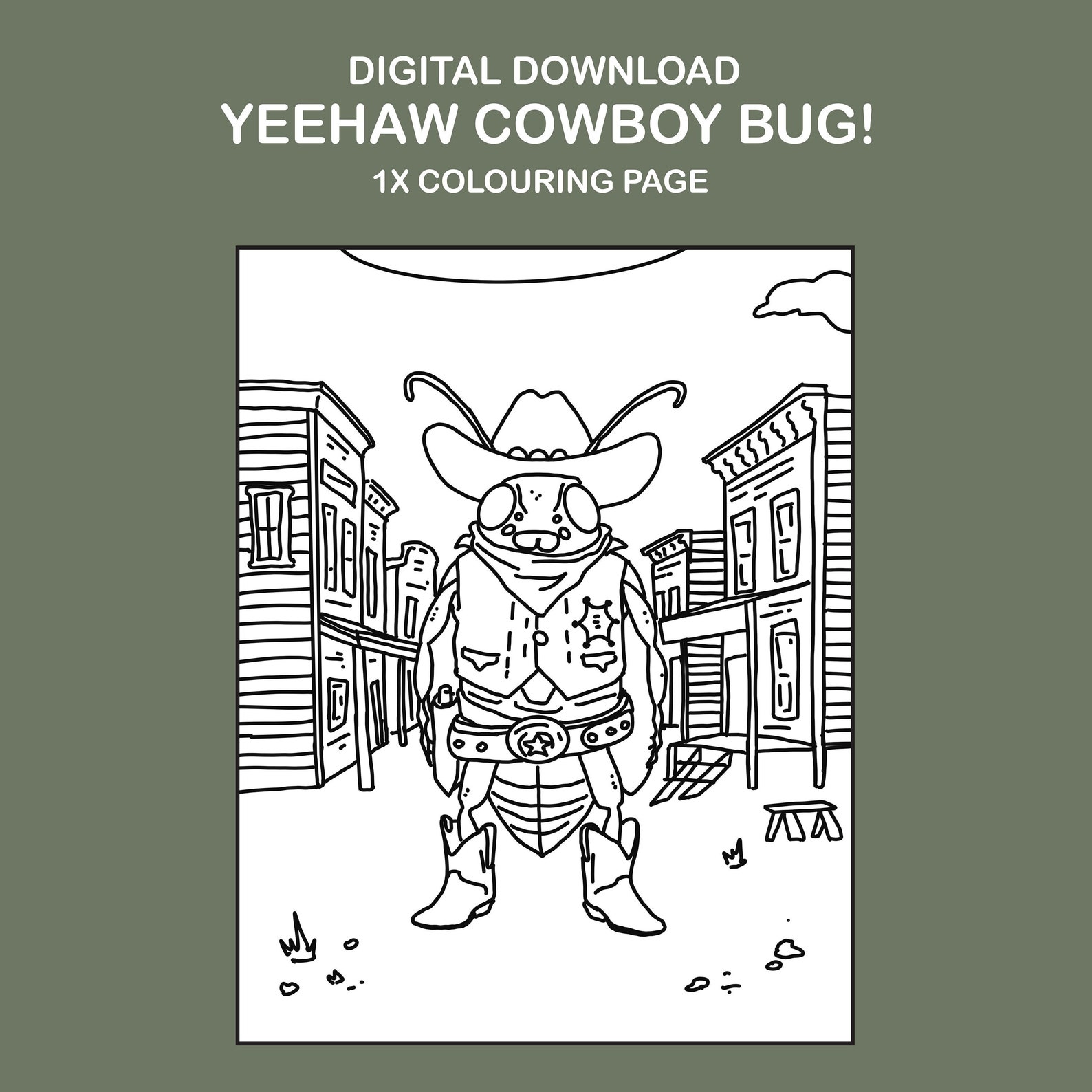 Cowboy Bug Colouring Page Coloring Page Digital Download - Etsy