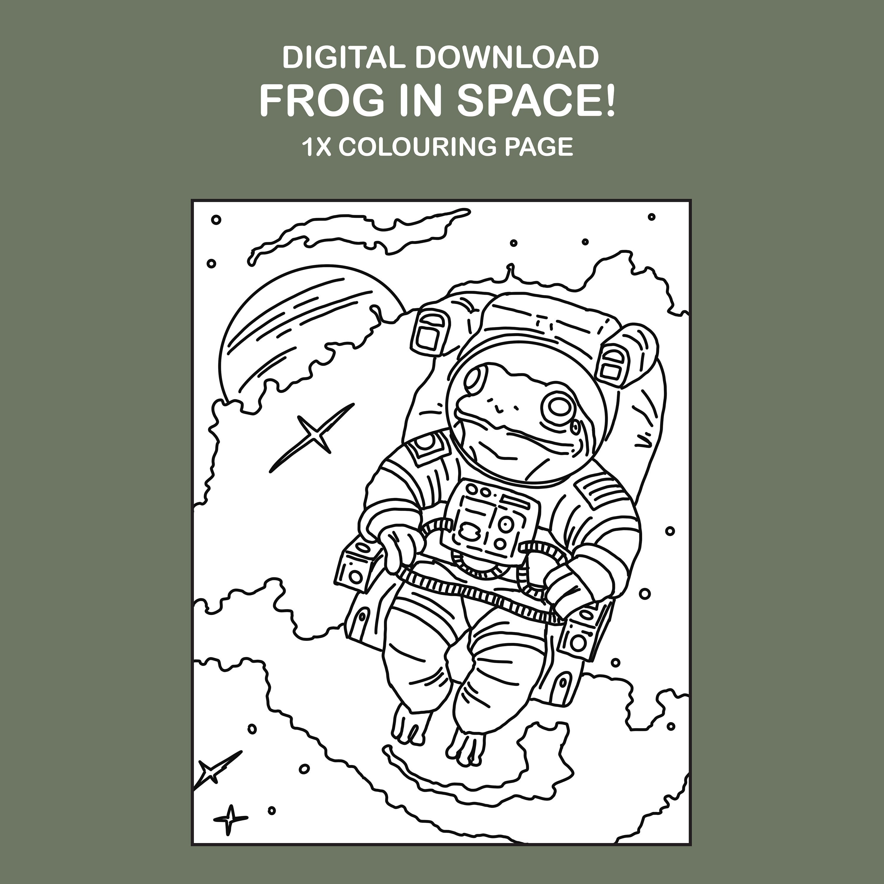 Frog in Space Colouring Page Coloring Page Digital Download - Etsy