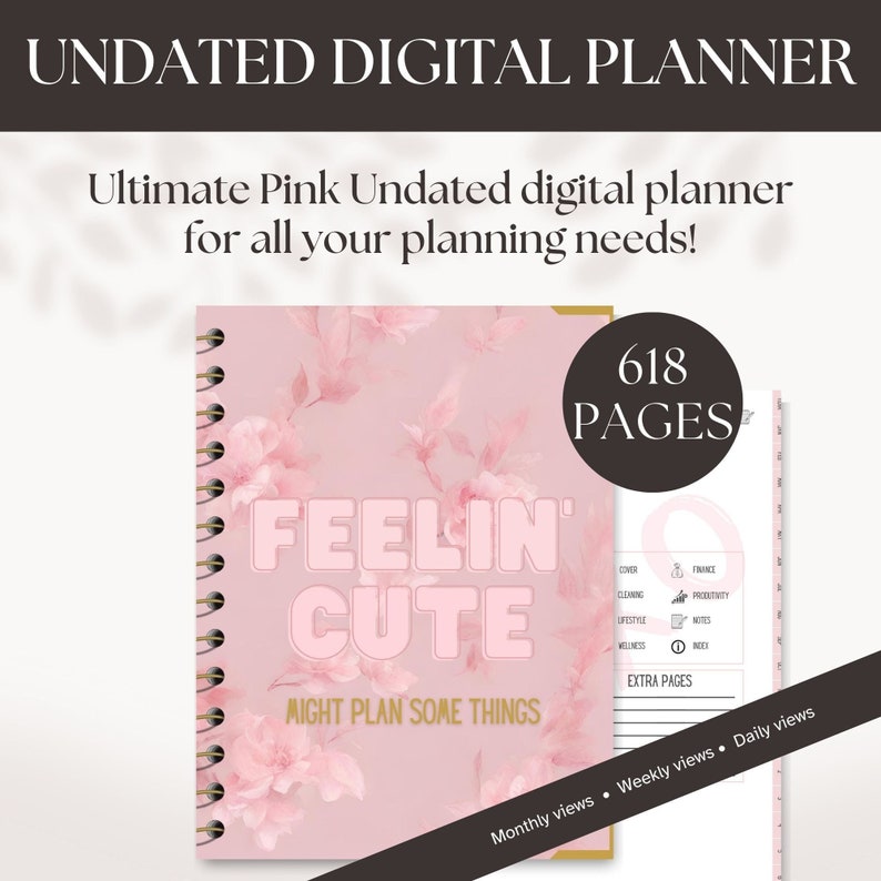 Ultimate Pink Digital Undated and Hyperlinked Planner - Etsy