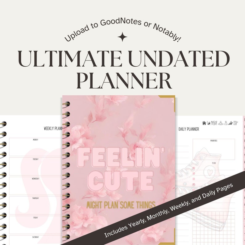 Ultimate Pink Digital Undated and Hyperlinked Planner - Etsy