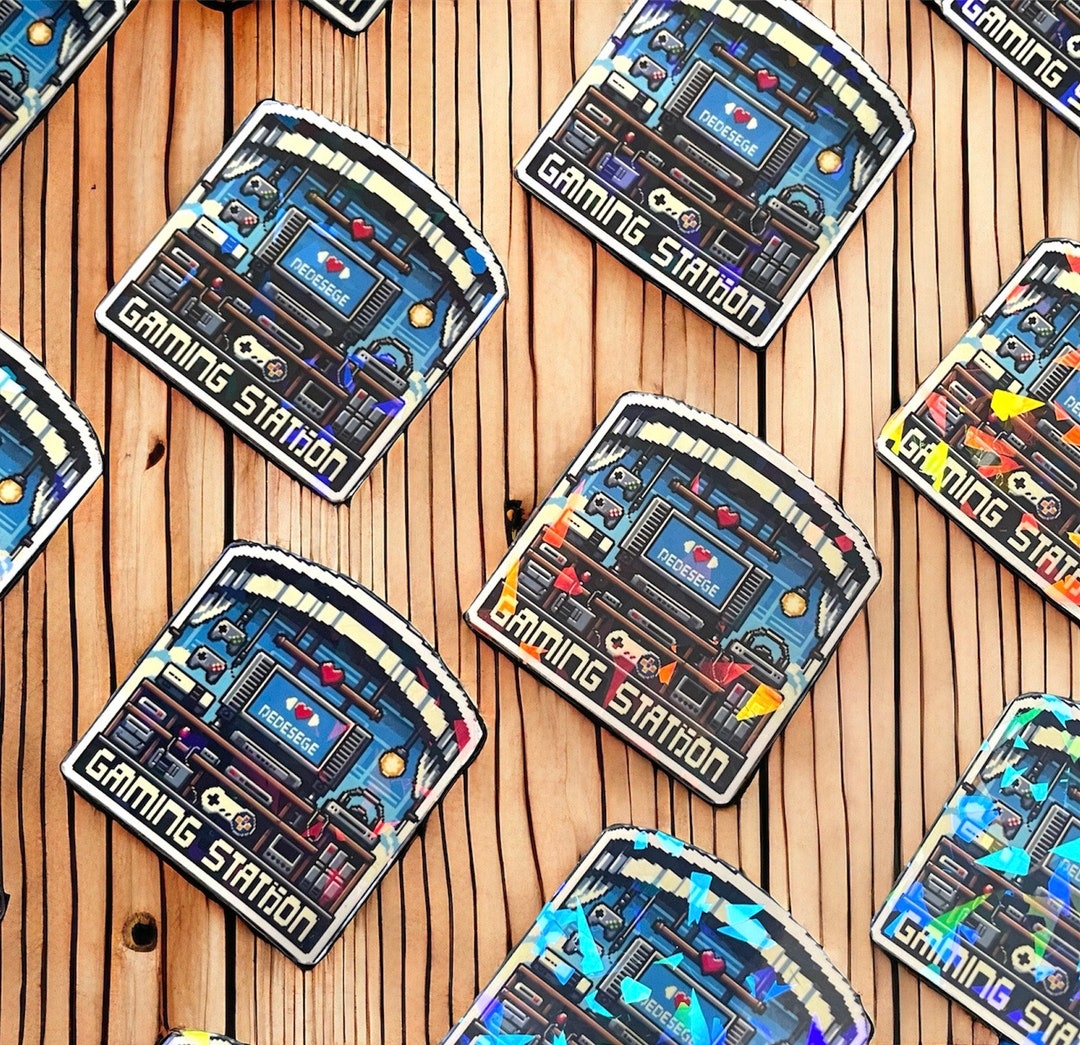 Gaming Station 90s Holographic Sticker - Etsy