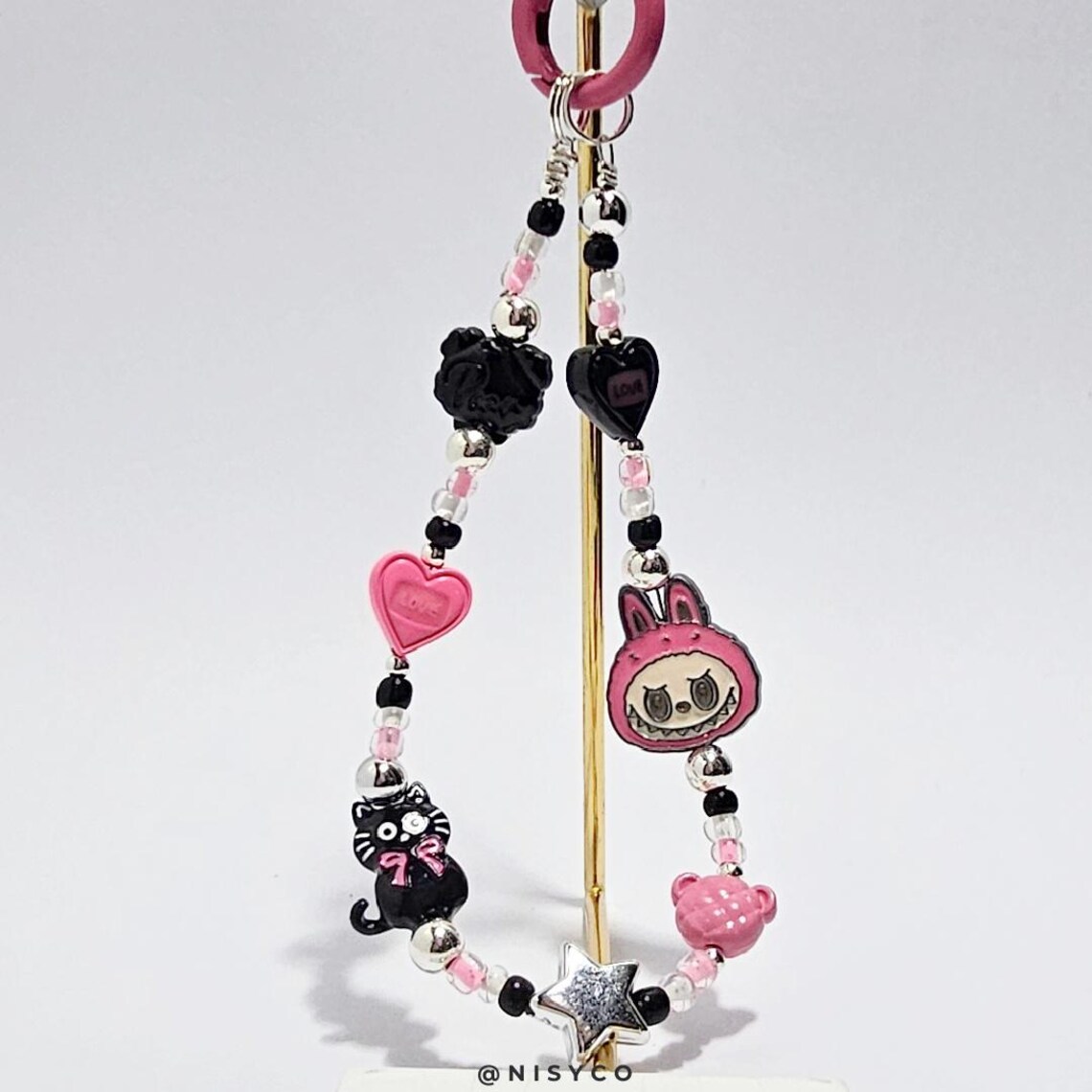 POPMART the Monsters Labubu With Alloy Metal Beads Keychain or Phone ...