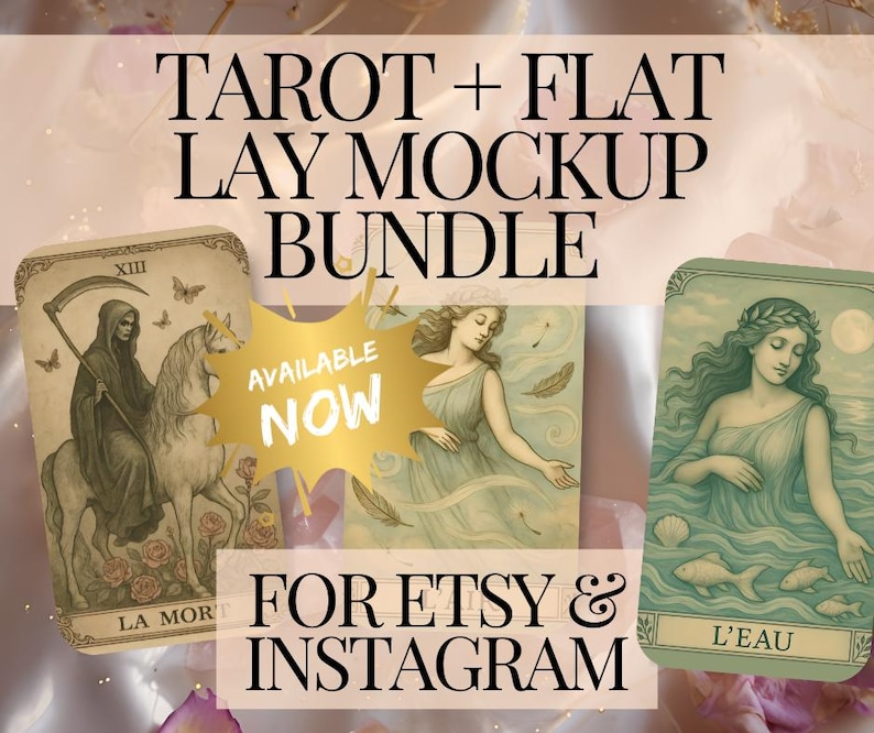 Tarot Card Mockups: Celestial Boho Theme, Canva Editable, PLR Tarot ...
