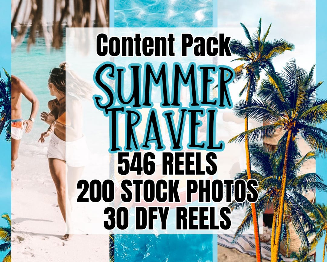 HUGE Travel & Summer Inspired Content Pack: 546 Video Reels, 200 Stock ...