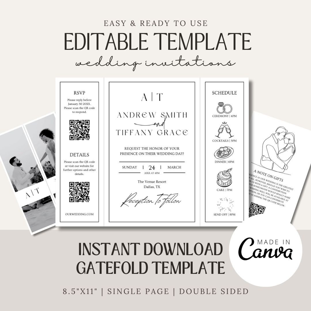 Gate Fold Wedding Invitations | Minimalist Wedding Invitations ...