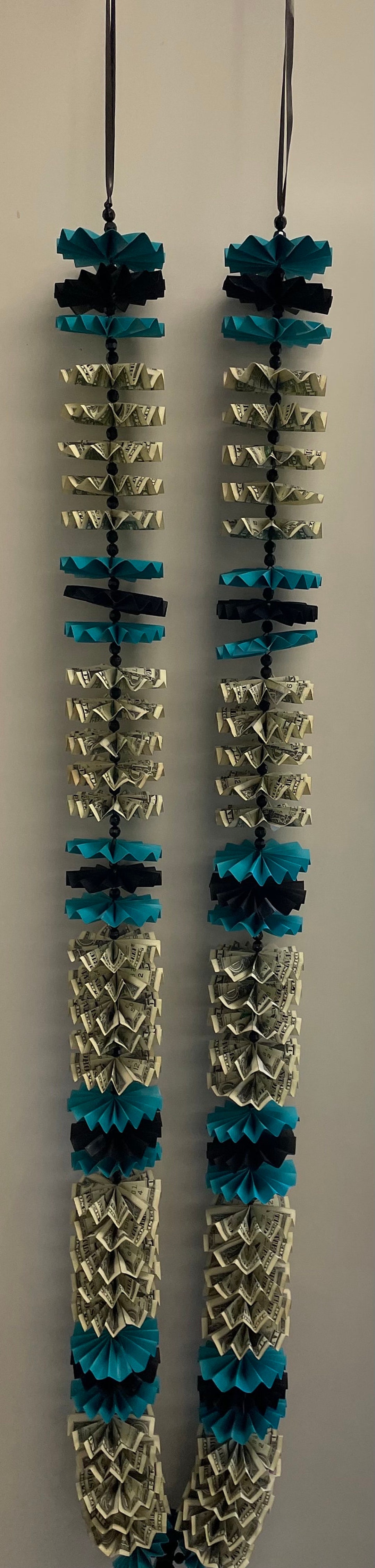 Teal and Black Extra Long Lei, Graduation Lei, Cheer Gift, Dance ...
