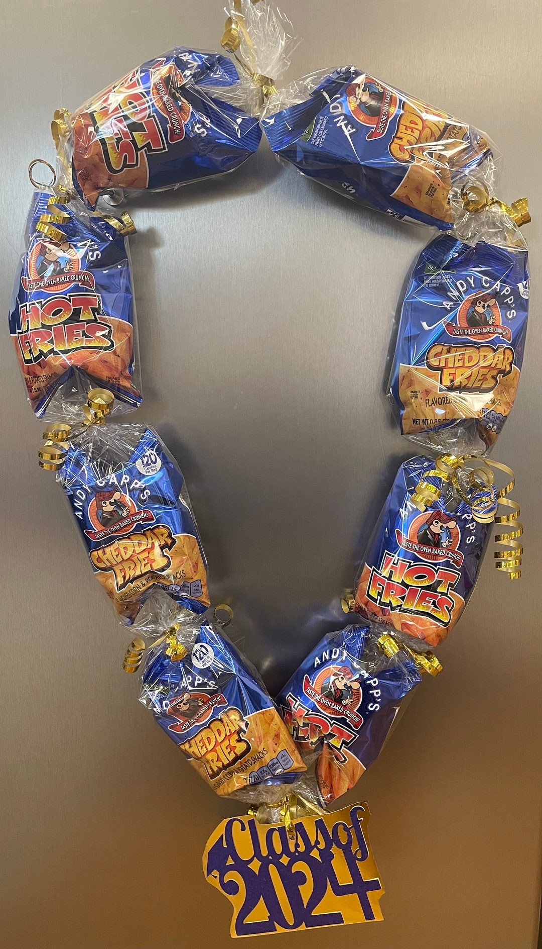 Blue and Gold Class of 2024 Lei, Chip Lei, Hot Fries Lei, Graduation ...