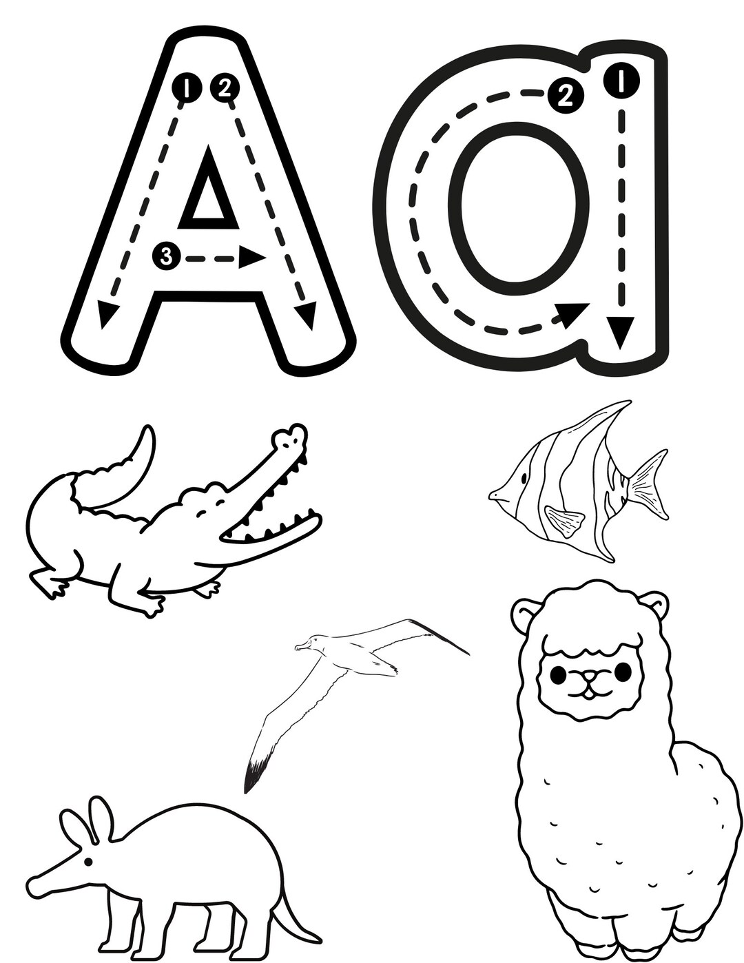 Learn to Write Your Abcs With Animal Coloring Pages - Etsy