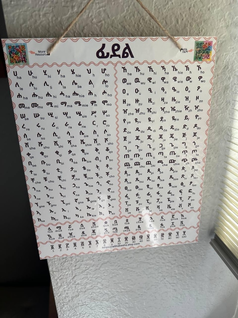 Vibrant Amharic Alphabet Poster on Hardboard | Easy-hang Wall Decor ...