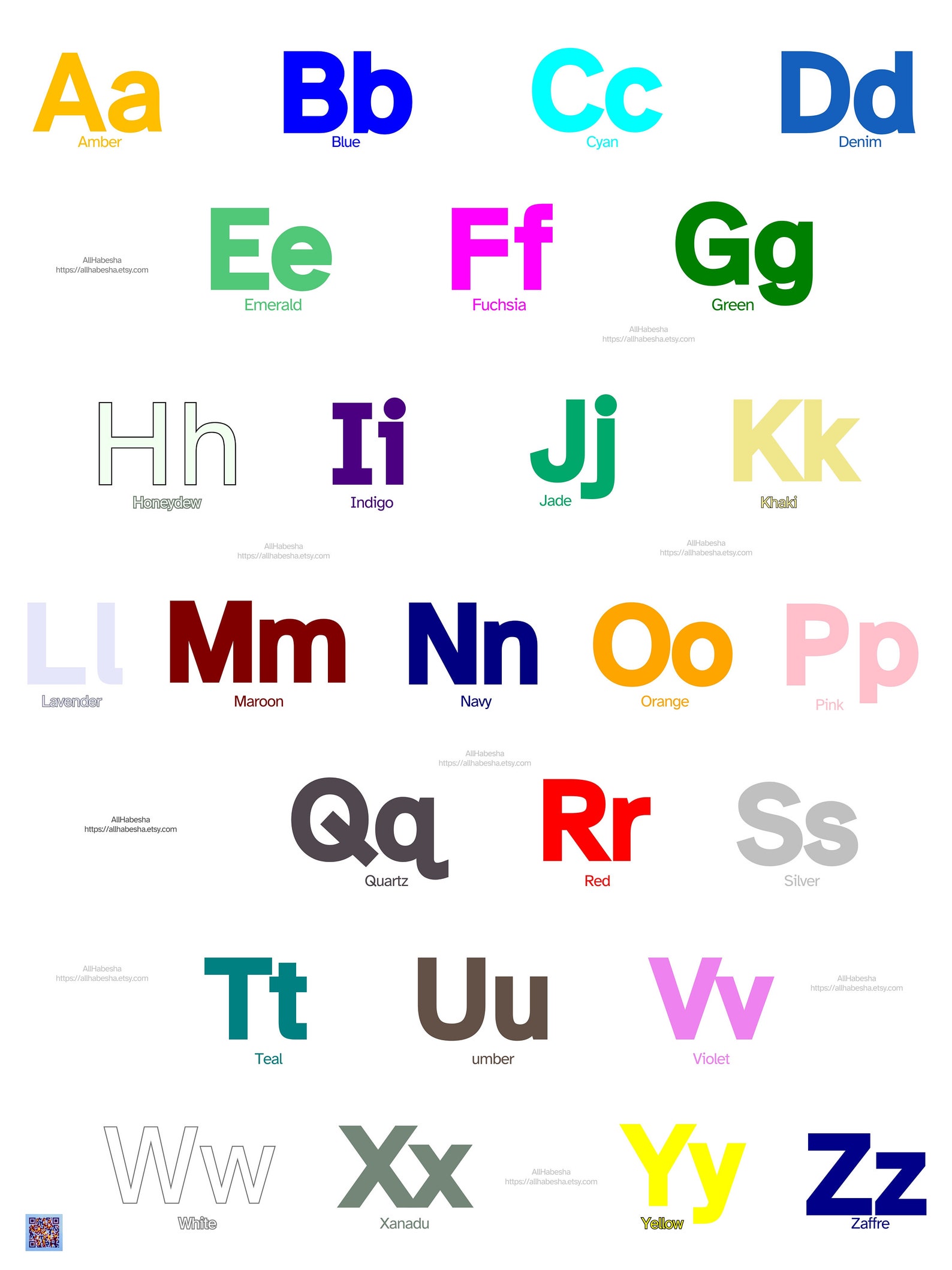 Instant Download Printable Alphabet Chart With Matching Colors ...