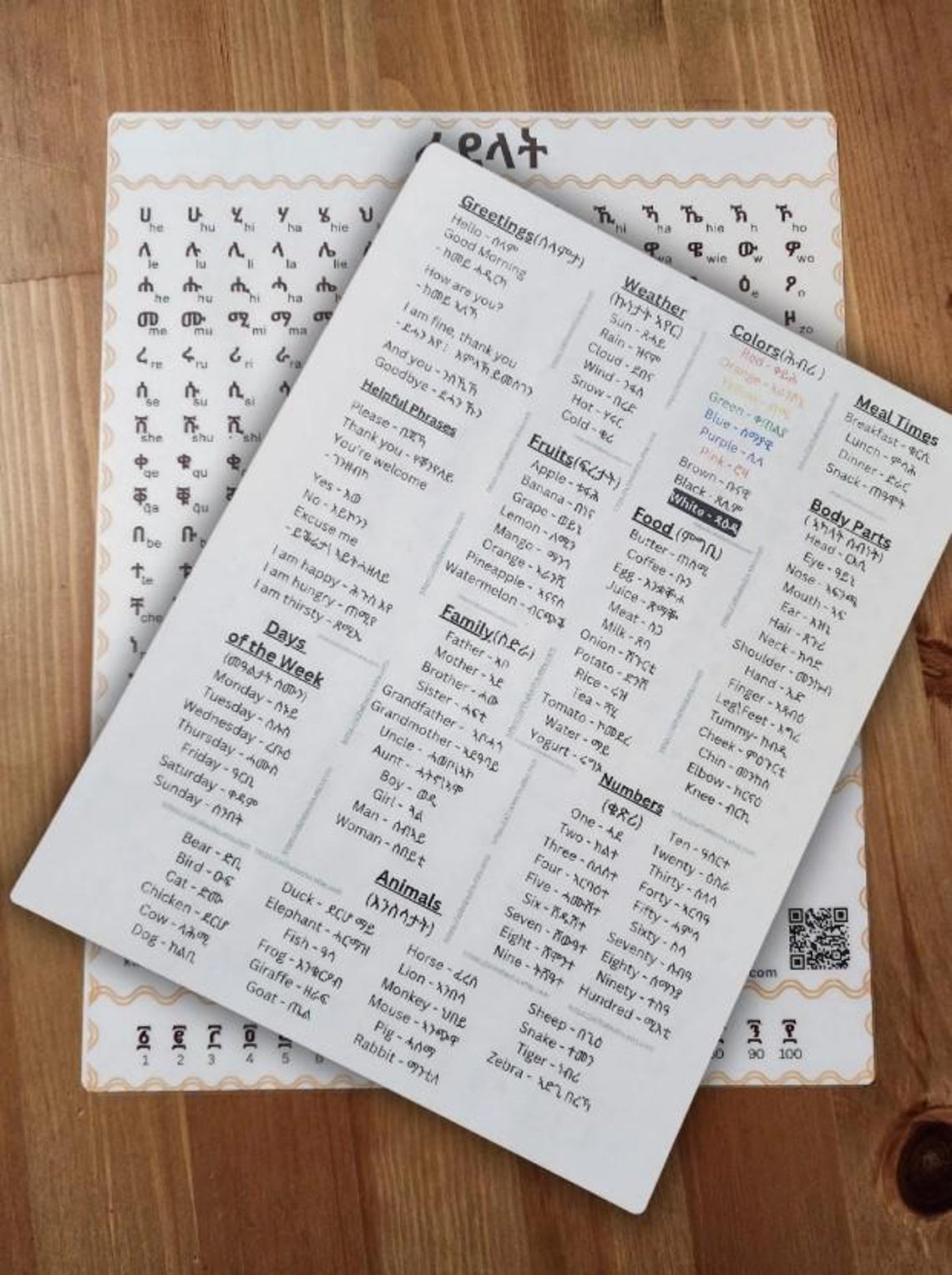 Tigrinya Alphabet Chart: Fun Learning Poster (digital Download) - Etsy