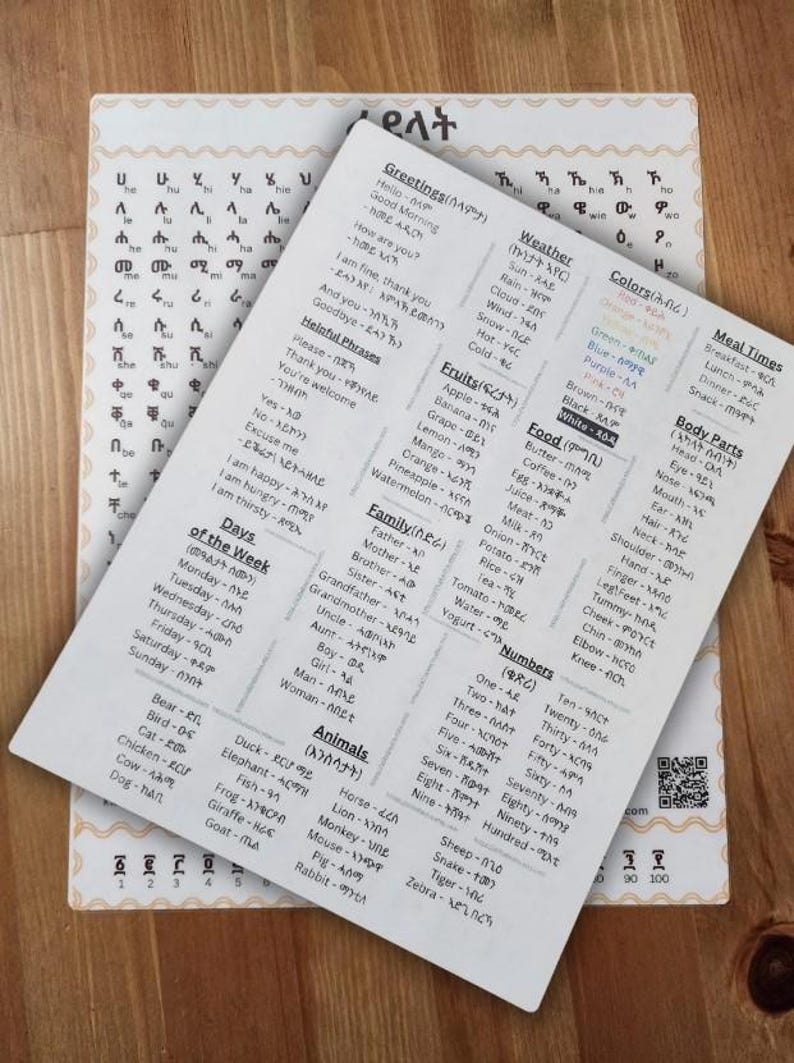 Tigrinya Alphabet Chart: Fun Learning Poster (digital Download) - Etsy