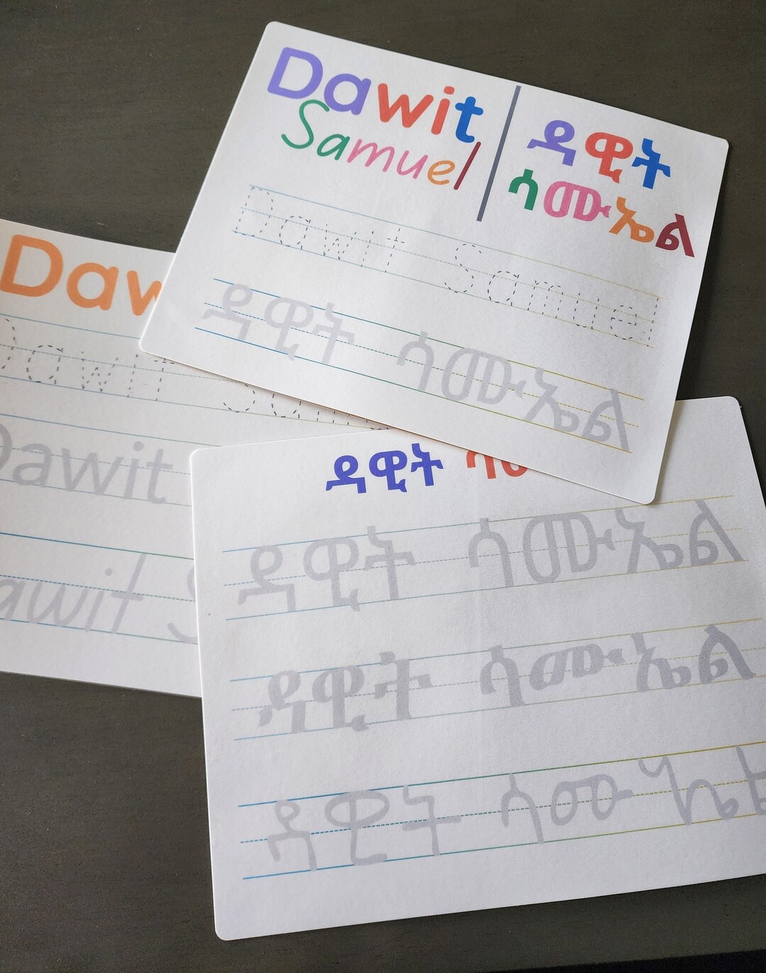 Custom Bilingual Name Practice Cards Amharictigrigna and English ...