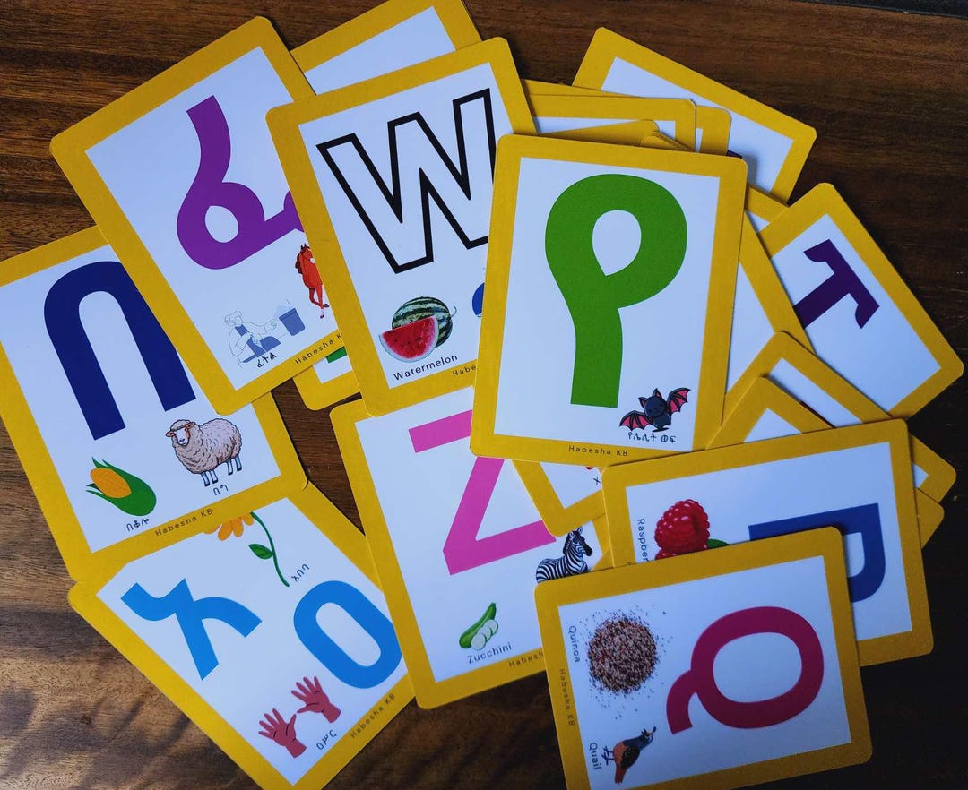 Amharic & English Alphabet Flashcards: Bilingual Learning, 26 Cards - Etsy
