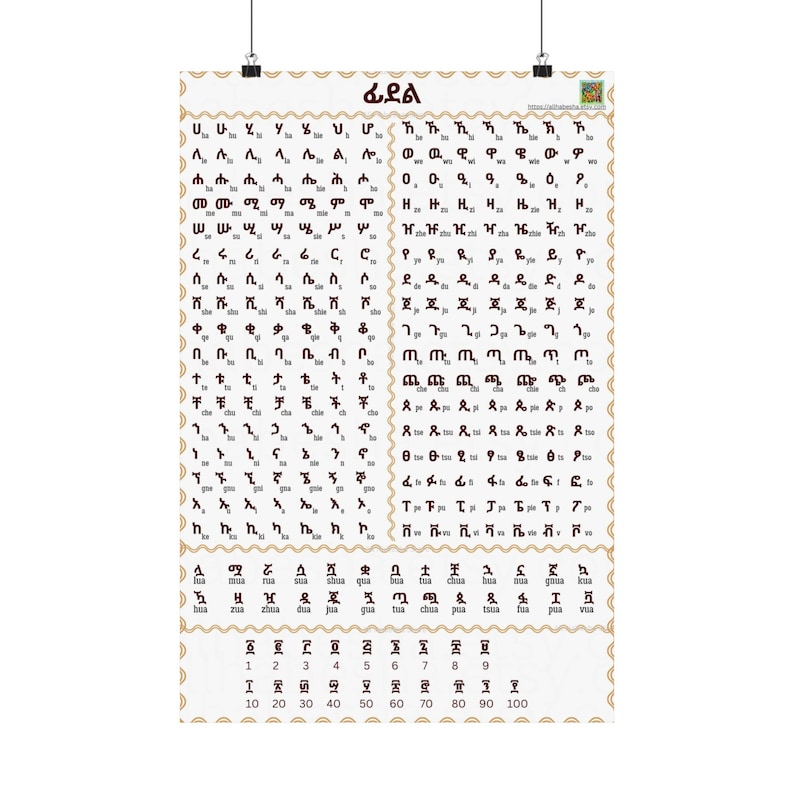 Amharic Alphabet Chart: Ethiopian Fidel Learning Poster - Etsy