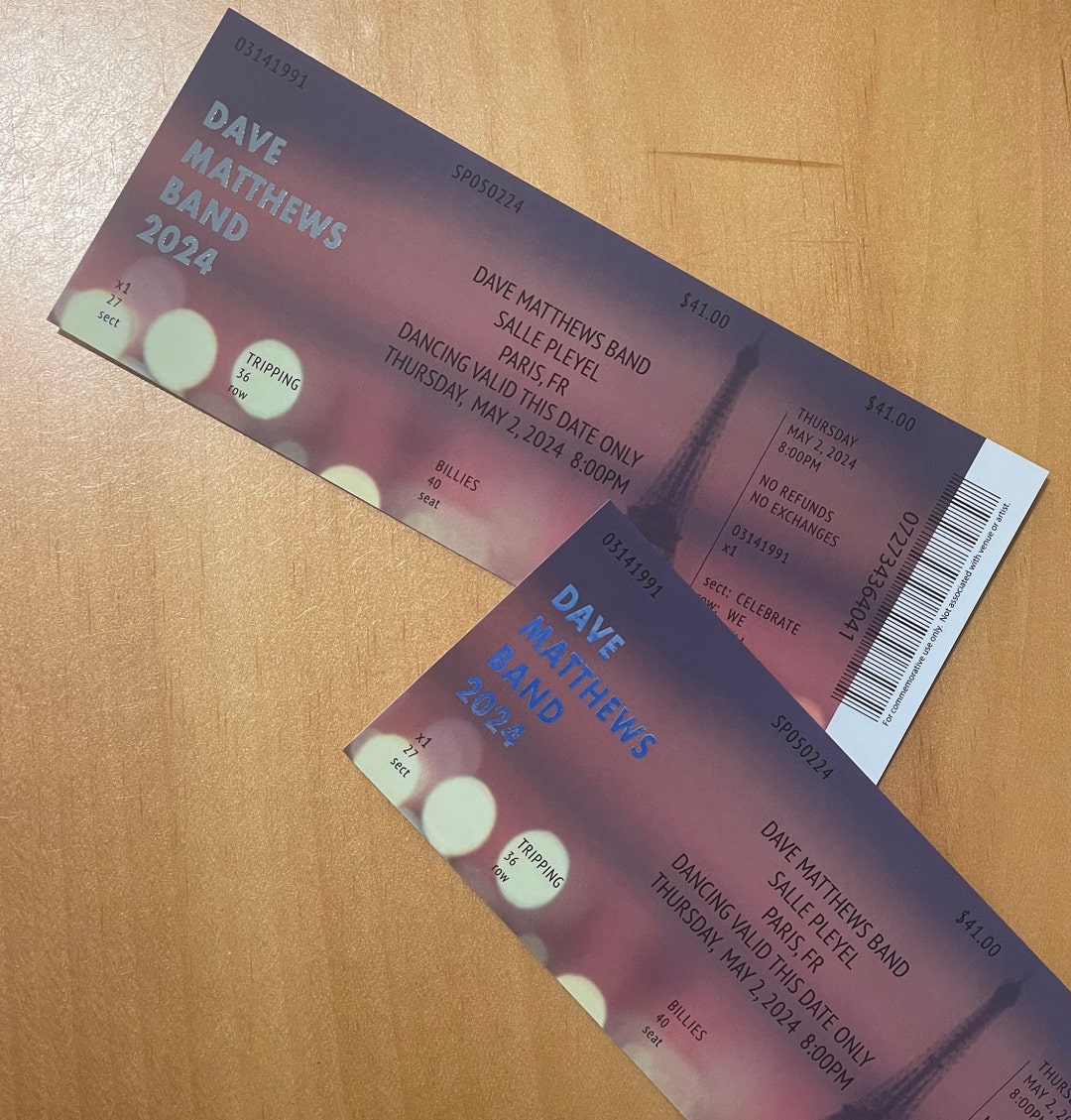 Commemorative Ticket Paris 5.2.24 Europe Tour 2024 Physical Concert ...