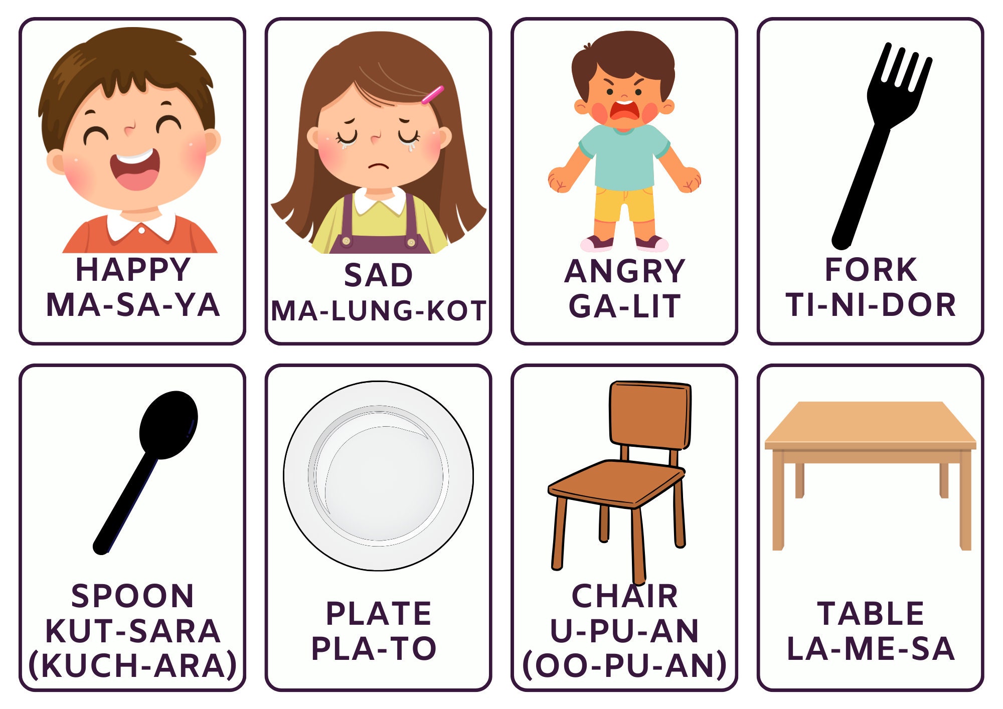 FILIPINO LEARNING FLASHCARDS - Etsy