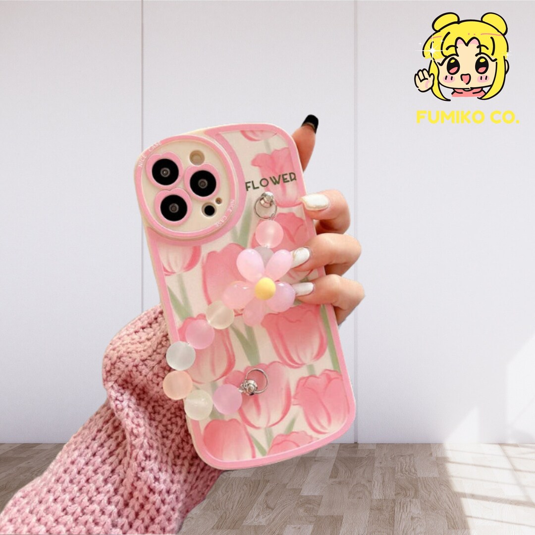 3D Pretty Flower Phone Case Cute Wrist Chain Phone Case for iPhone 12 ...
