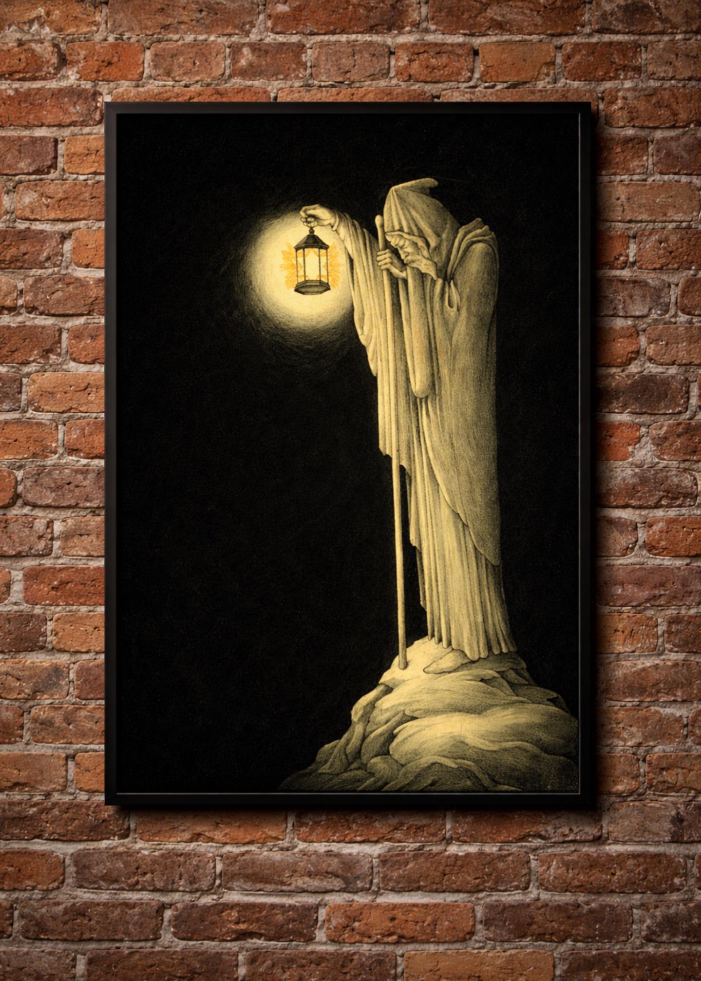 Led Zeppelin Hooded Wanderer Lantern Art 24x36 Gothic Fantasy Wall ...