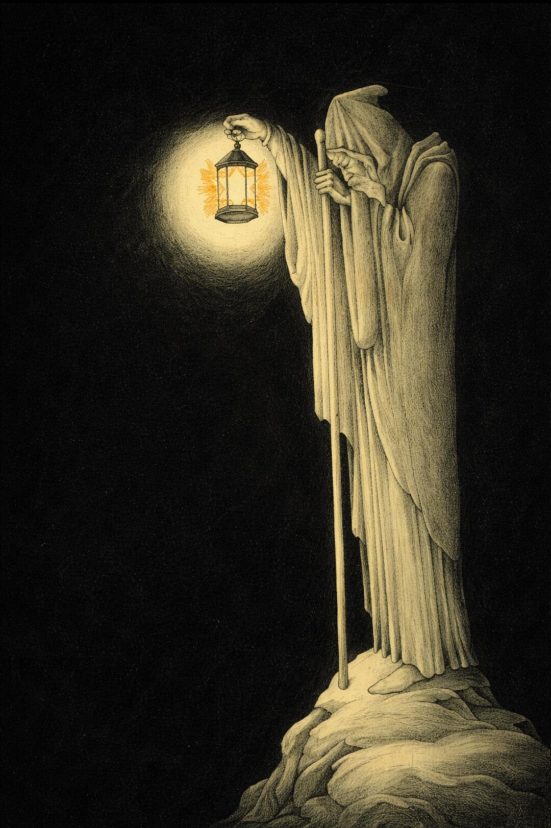 Led Zeppelin Hooded Wanderer Lantern Art 24x36 Gothic Fantasy Wall ...