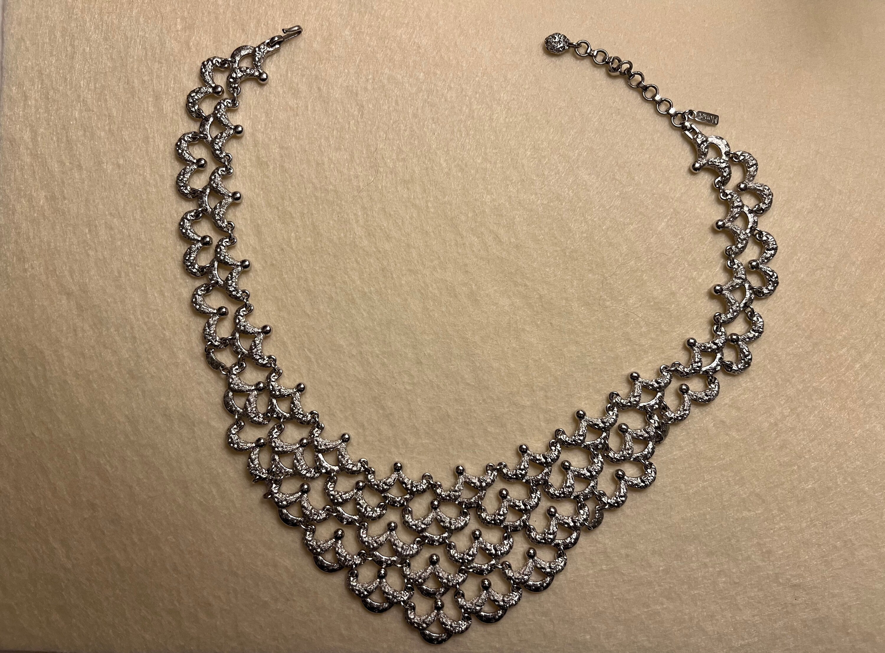 Signed Monet Silver Necklace - Etsy