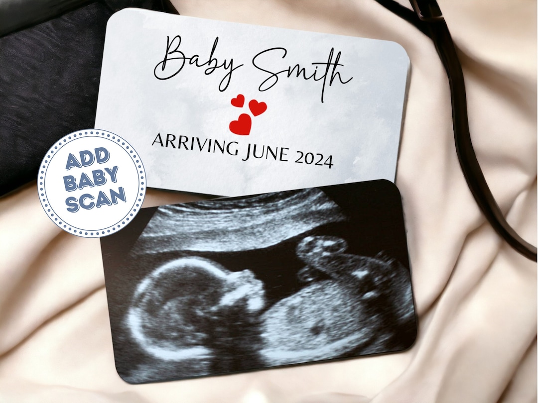 Baby Scan Wallet Card, Pregnancy Scan Metal Keepsake, Personalised Gift ...