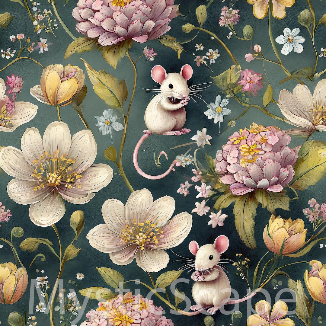 Kids Floral Mice Digital Download - Seamless Pattern for Nursery Decor ...