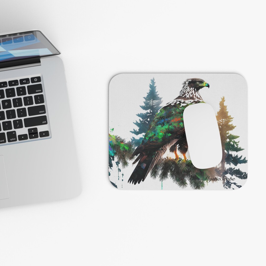 Hawk Mouse Pad: Glitch Art Bird of Prey, Mountain Home Decor - Etsy
