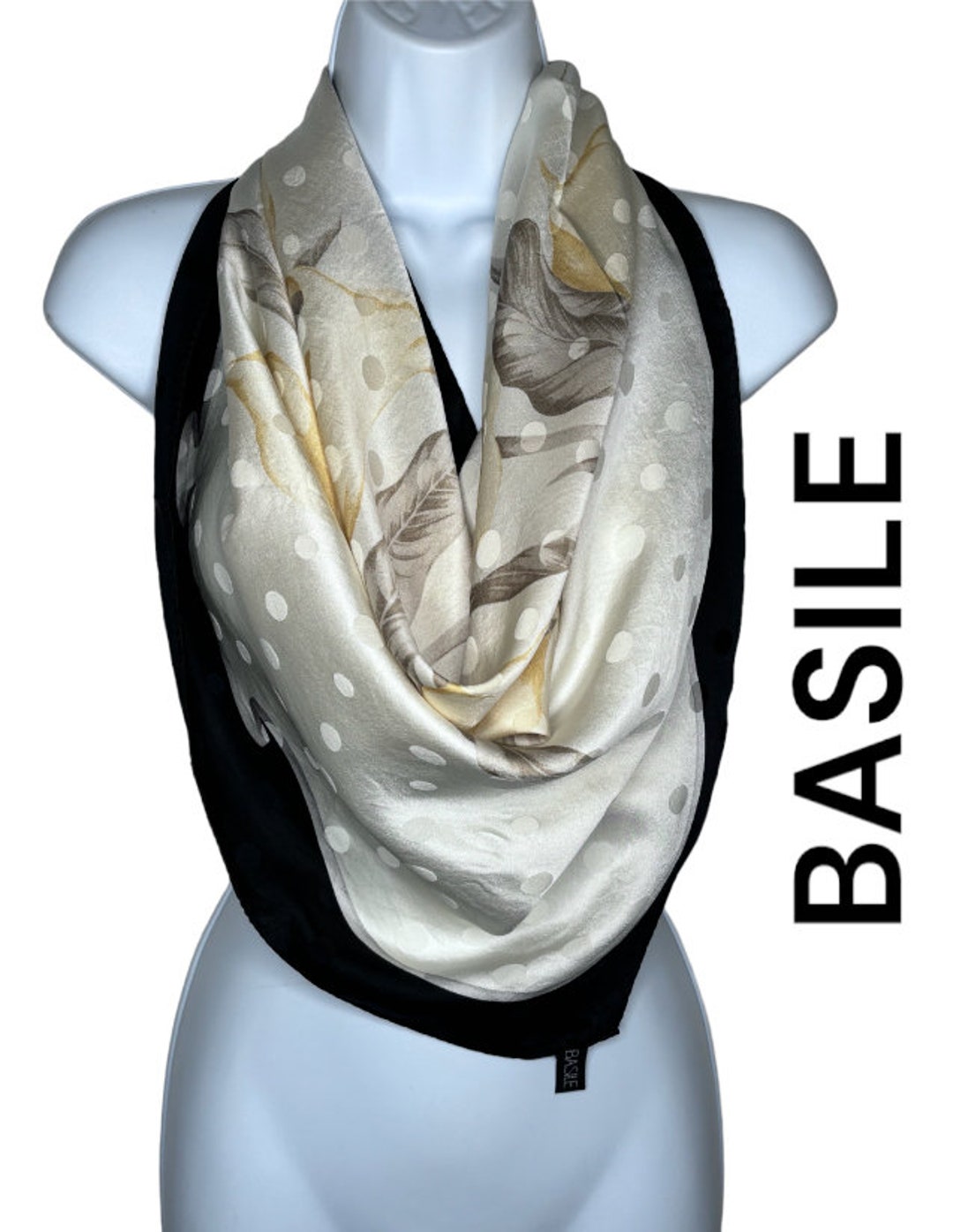 Vintage Designer BASILE Floral Pattern Neckerchief 100% Silk Made in ...
